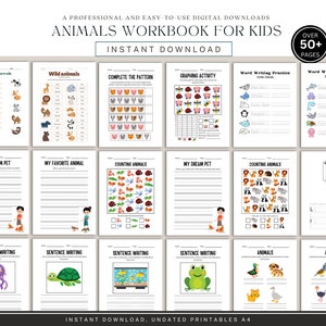 Animals Workbook for Kids, Educational Learning Activity Book, Children ...