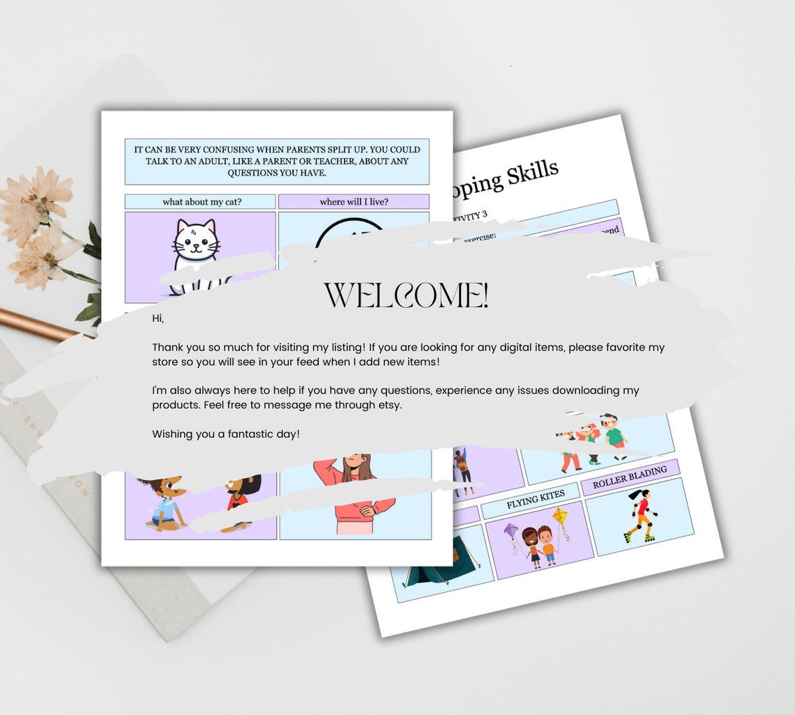 Kids Divorce Coping Workbook, Child Therapy Resource, Family Separation ...