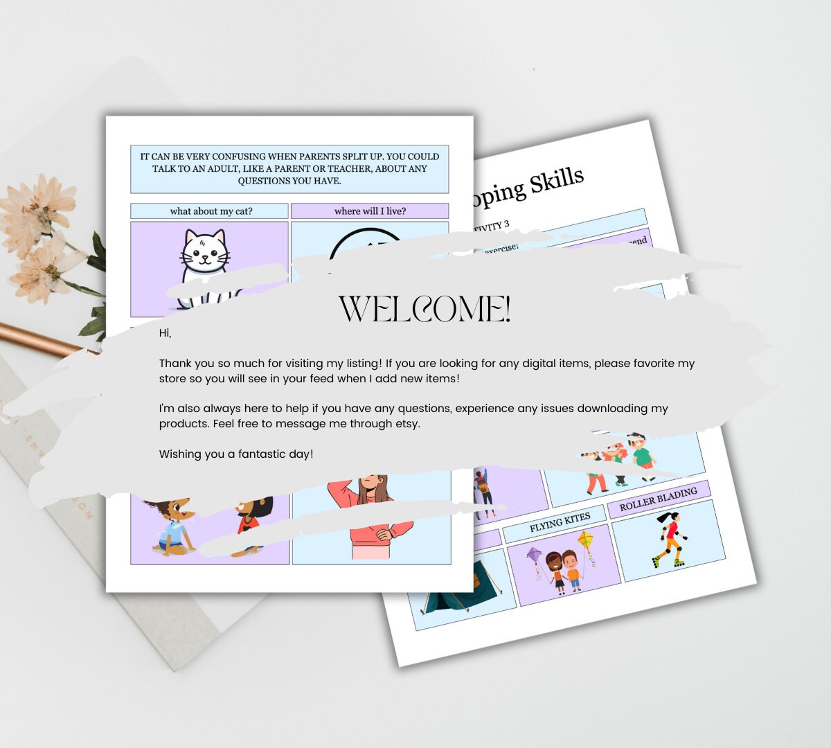 Kids Divorce Coping Workbook, Child Therapy Resource, Family Separation ...