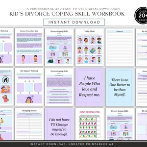 Kids Divorce Coping Workbook, Child Therapy Resource, Family Separation ...