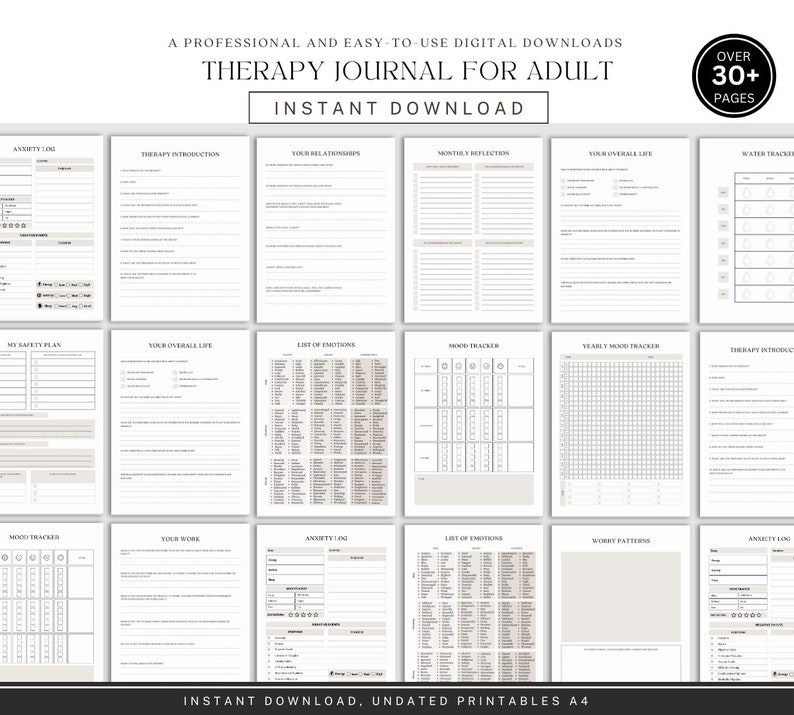 Therapy Journal, Therapy Journal Bundle, Mental Health Planner ...