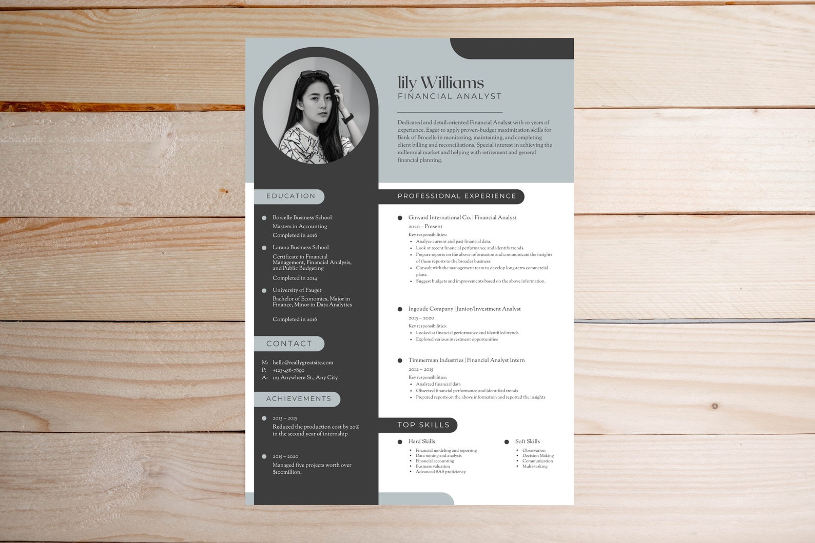 Gray Simple Profile Resume| Instant Download | Modern Resume Template ...