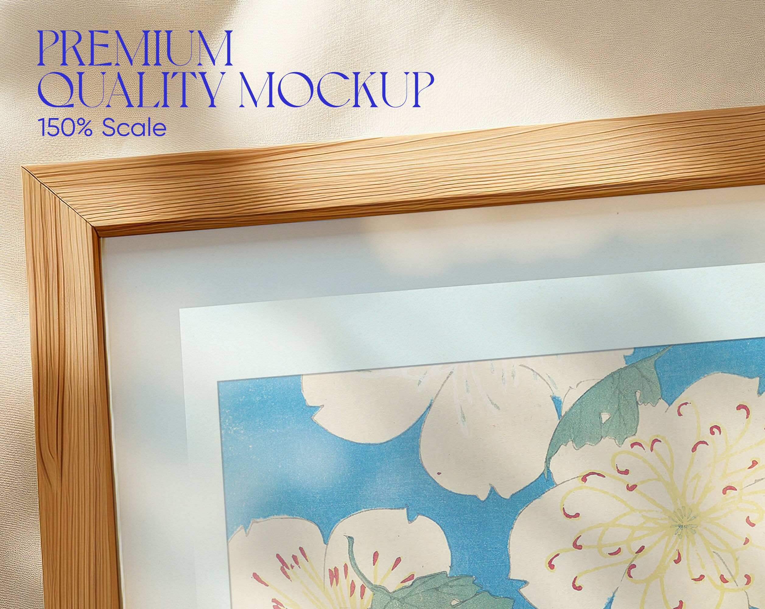 Scandinavian Closeup Frame Mockup, Flat Lay Wood Border, Blank A4 A3 ...