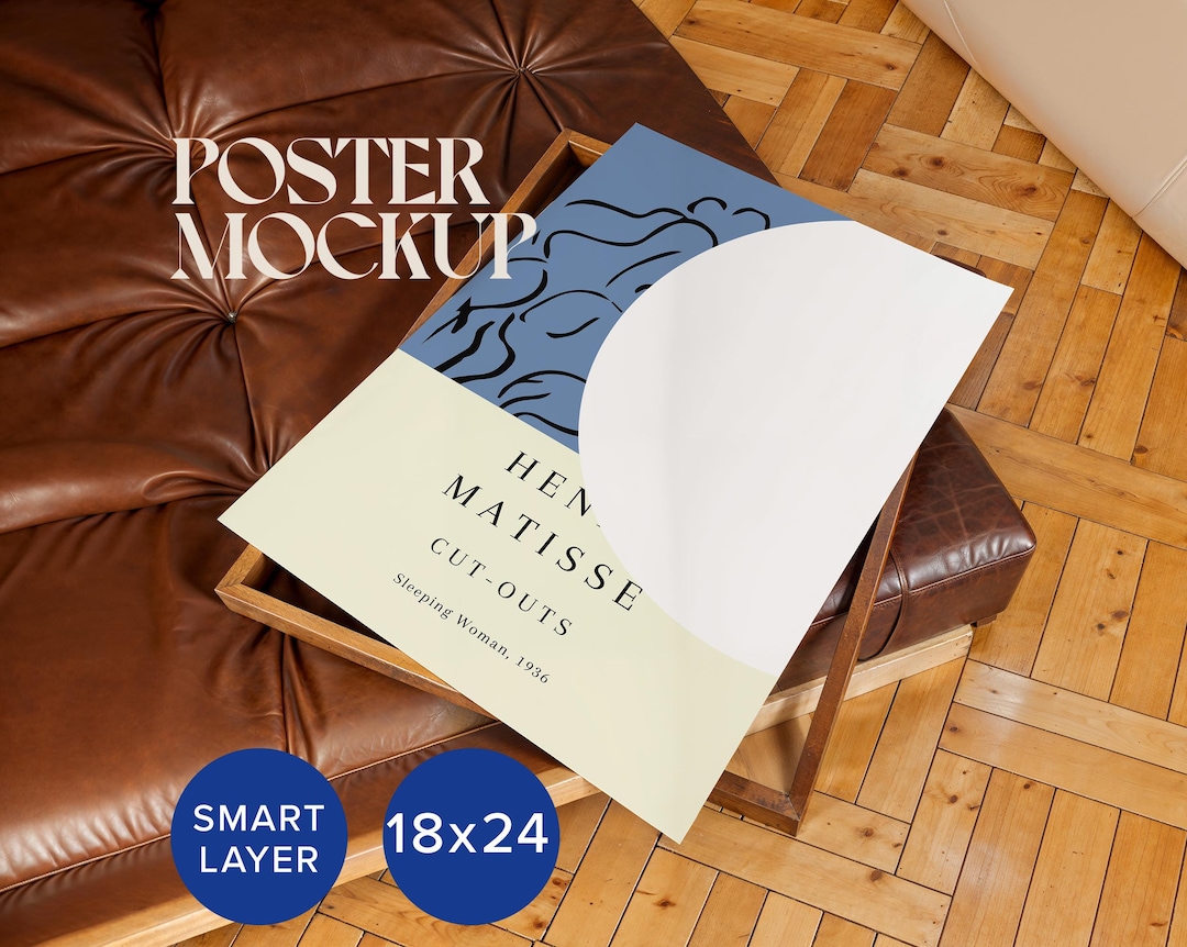 Poster Flat Lay Mockup Modern Frameless Close up Paper Mock up for Art ...