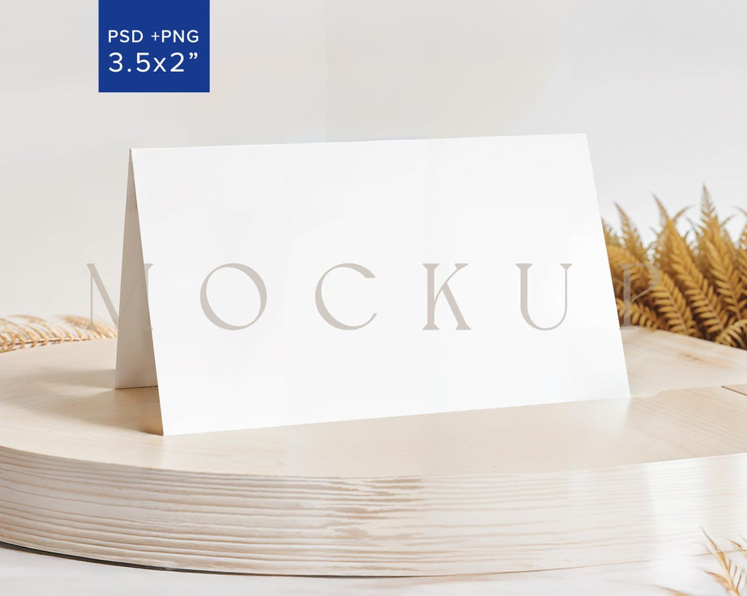 Minimal Bridal Shower Name Card Mockup for Event PSD Wood Stand Gender ...