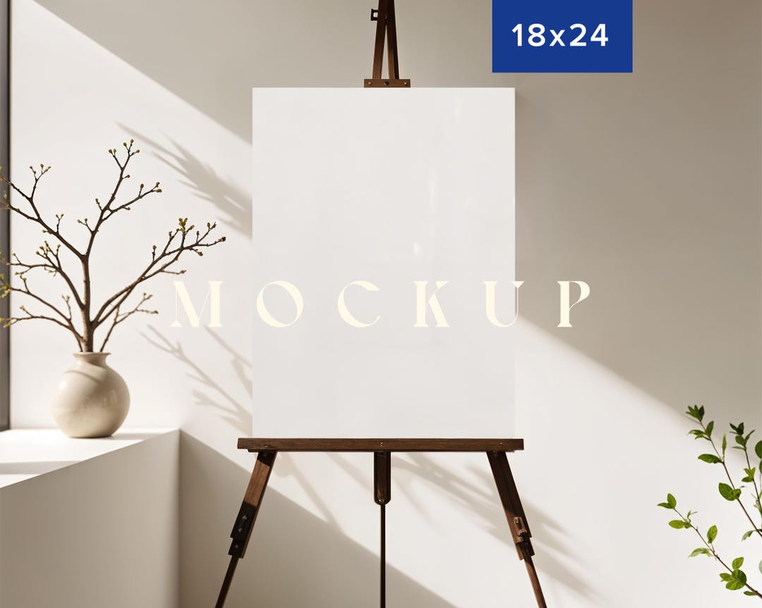 Welcome Easel Mockup 18x24 Sign Bridal Shower Sign Minimal Natural ...