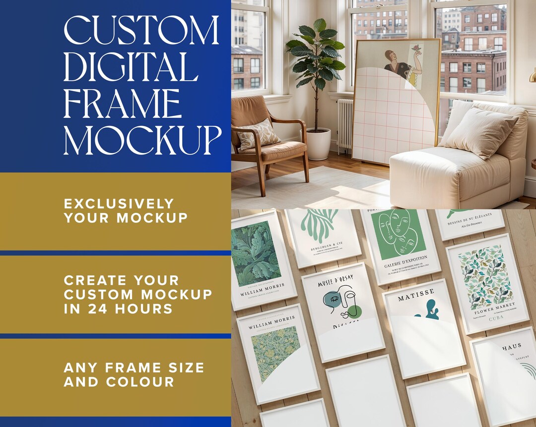 Personalised Digital Frame Mockup for Etsy Sellers Custom Border Size ...