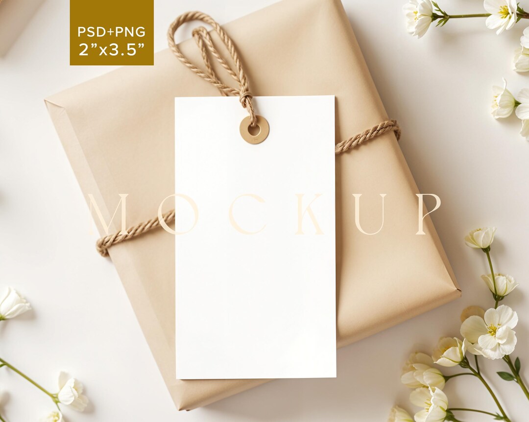 Bright Favor Gift Tag Mockup Baby Shower Minimal Rectangle Tag 2x3.5 Event Decoration Birthday ...