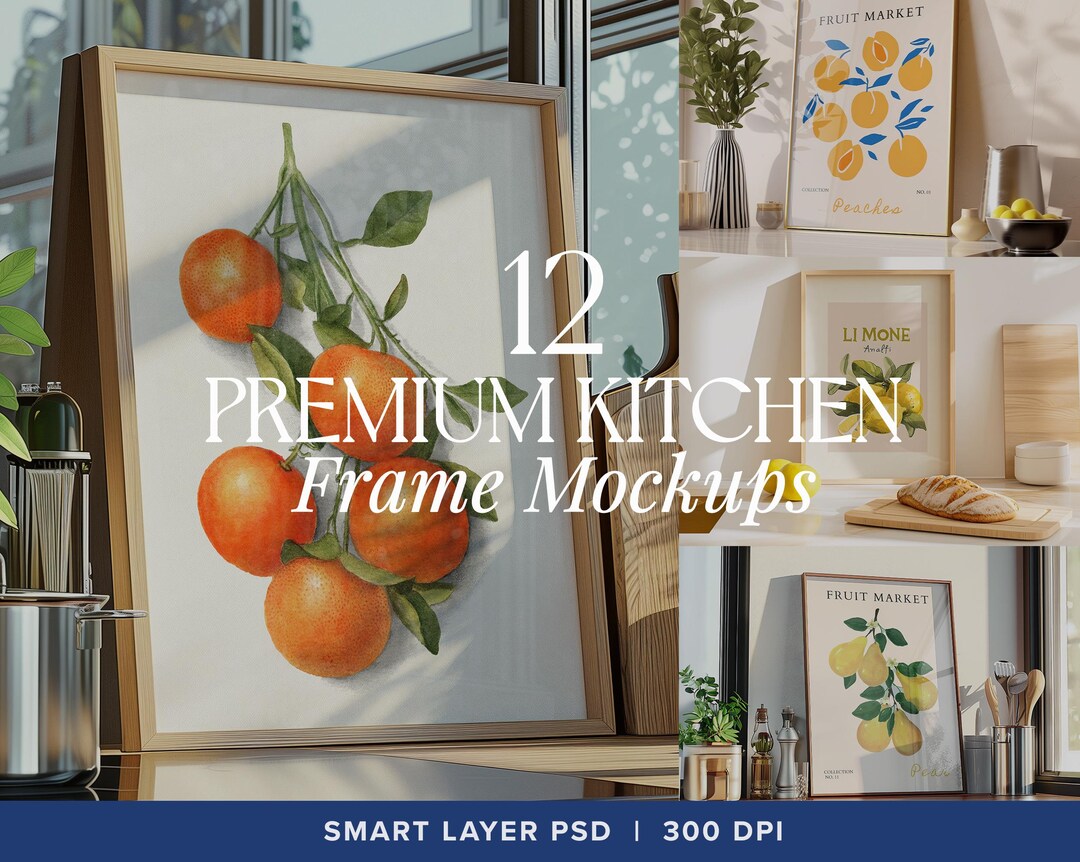 Kitchen Frame Mockups Set Mockup Bundle Modern Kitchen Single Frame ...
