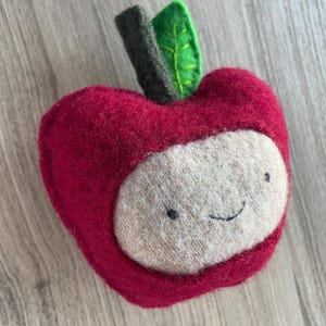 Happy Red Apple - Handmade Recyced Upcycled Wool Sweater Plush Toy - Etsy