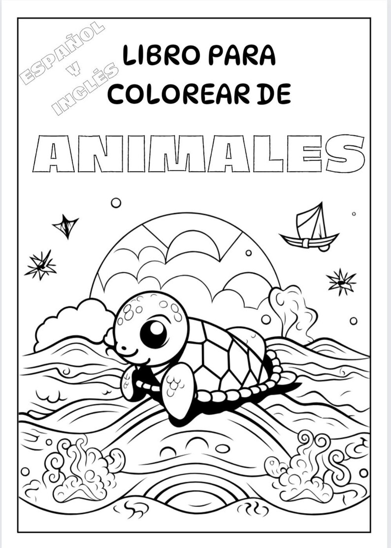 Libro Para Colorear De Animales Español Y Inglés - Etsy