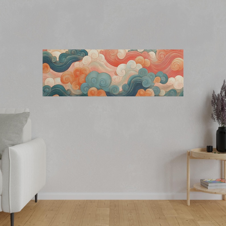 Traditional Tibetan Cloud Canvas Art | Colorful Stylized Clouds Wall ...