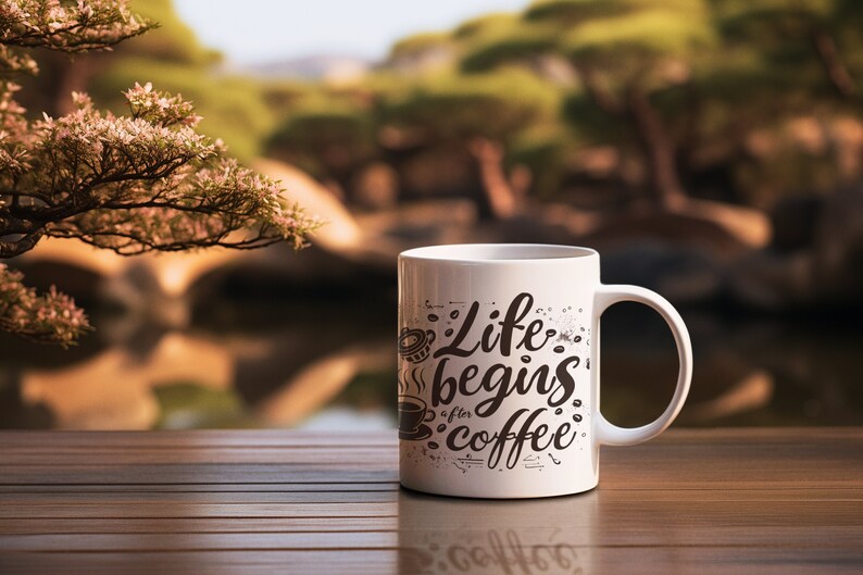 Life Begins After Coffee Mug White Ceramic 11oz Durable Lead-free Bpa ...