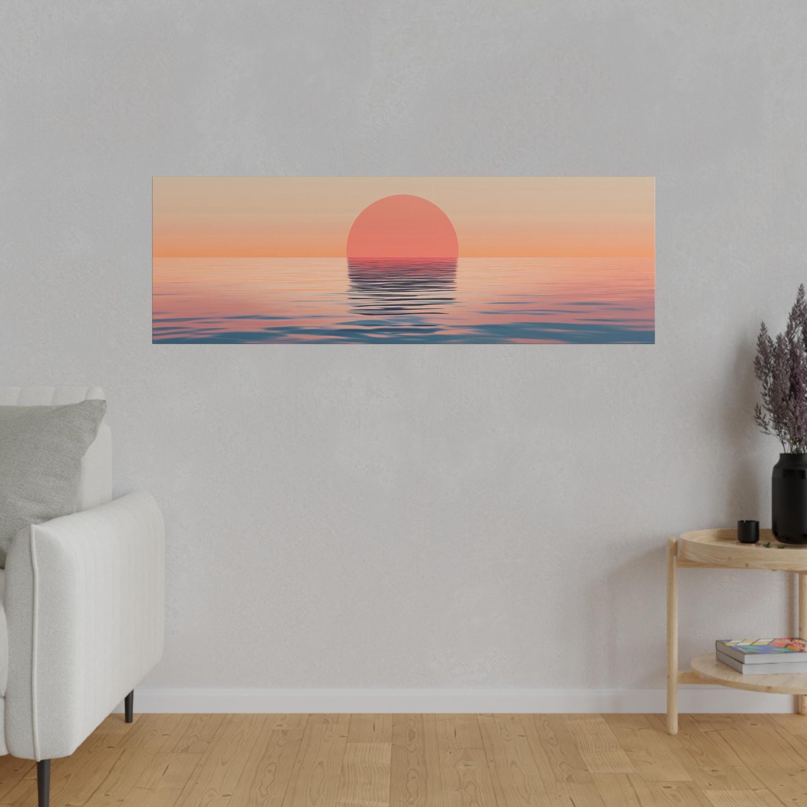 Vaporwave Sunset Seascape Canvas | Minimalist Pastel Ocean Art | Modern ...