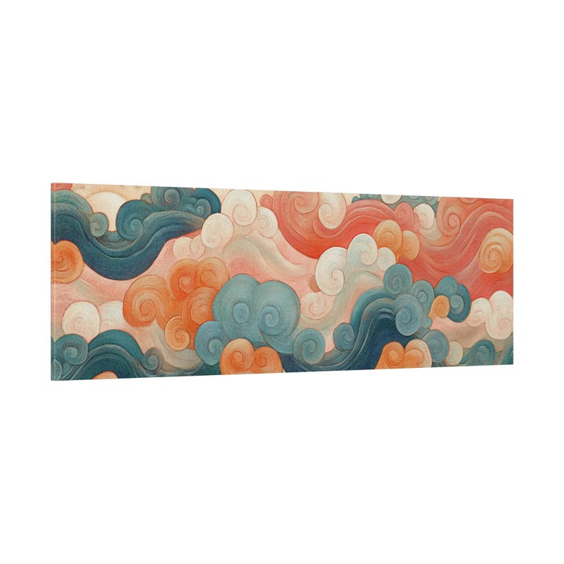 Traditional Tibetan Cloud Canvas Art | Colorful Stylized Clouds Wall ...
