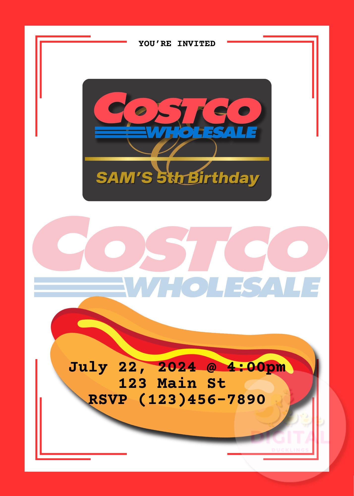 Costco Themed Birthday Party Invitation. Customizable Costco Party - Etsy