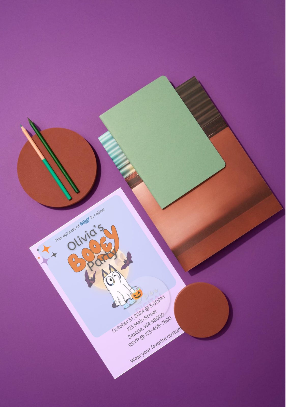 Halloween Booey Bluey Ghost Party Purple, Orange Black Soft Blue Dog ...