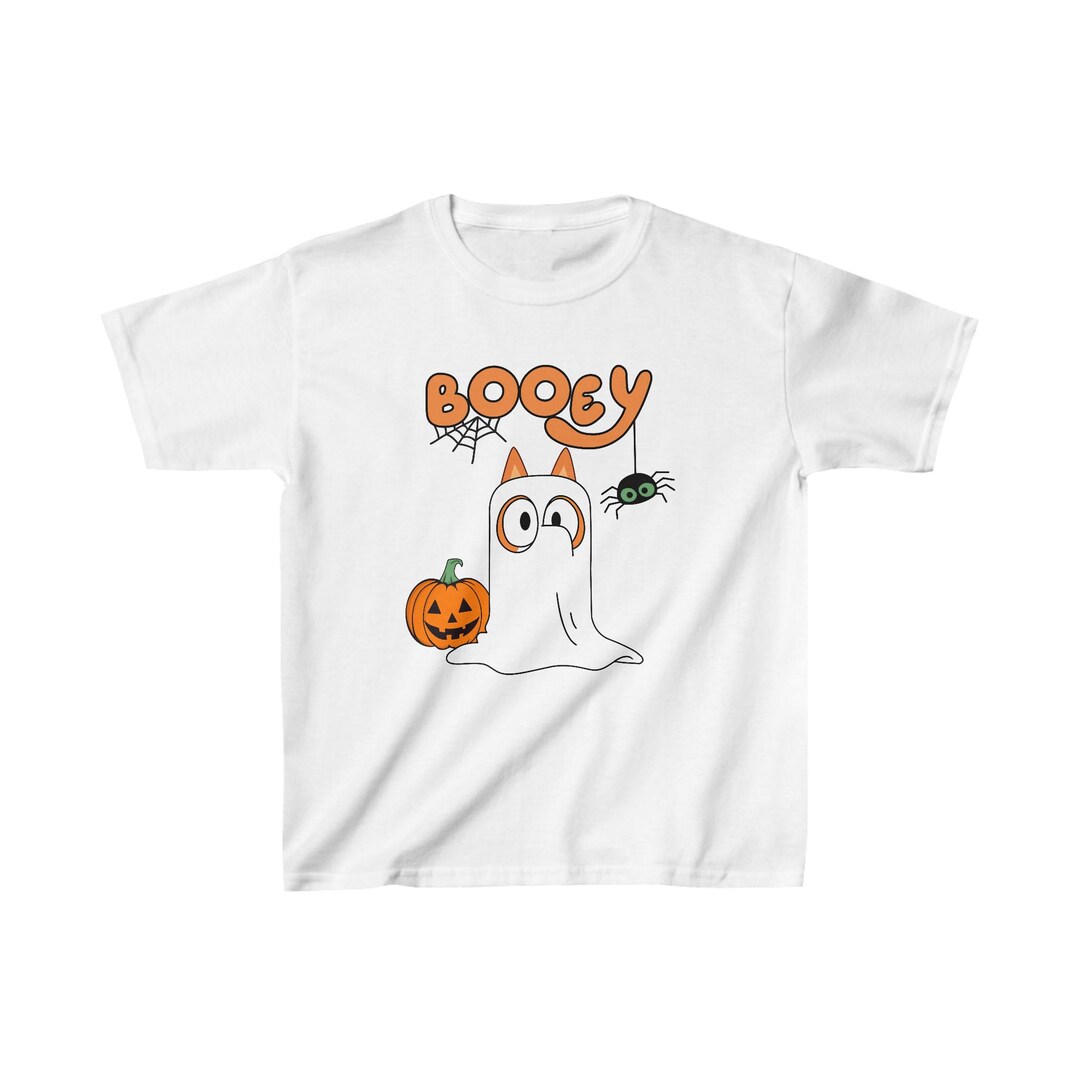 Kids Trick or Treat Blue Dog Bluey Booey Halloween T Shirt Bingo Ghost ...