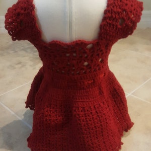 Crochet Red Holiday Dress: Girls Acrylic Yarn Party Outfit - Etsy