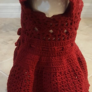 Crochet Red Holiday Dress: Girls Acrylic Yarn Party Outfit - Etsy