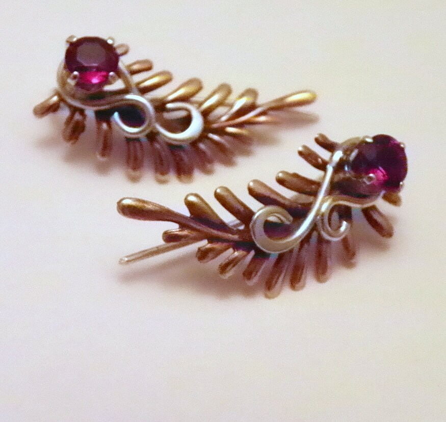 PAISLEY EAR PIN Sweeps Pair Mixed Metal Brass & Sterling - Etsy