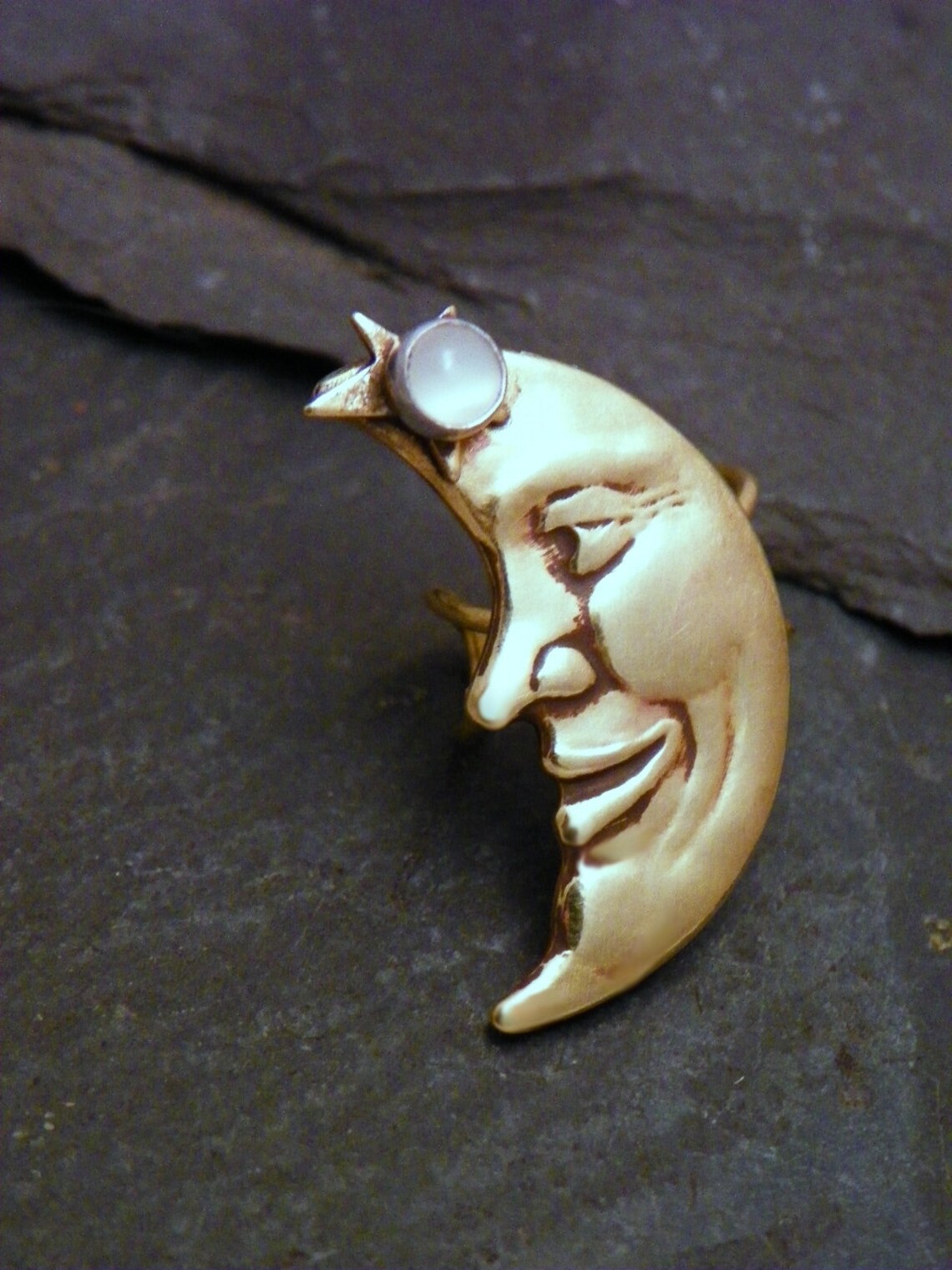 MR. MOON EARCUFF - Handcrafted Golden Brass Moon and Star Ear Cuff Set ...