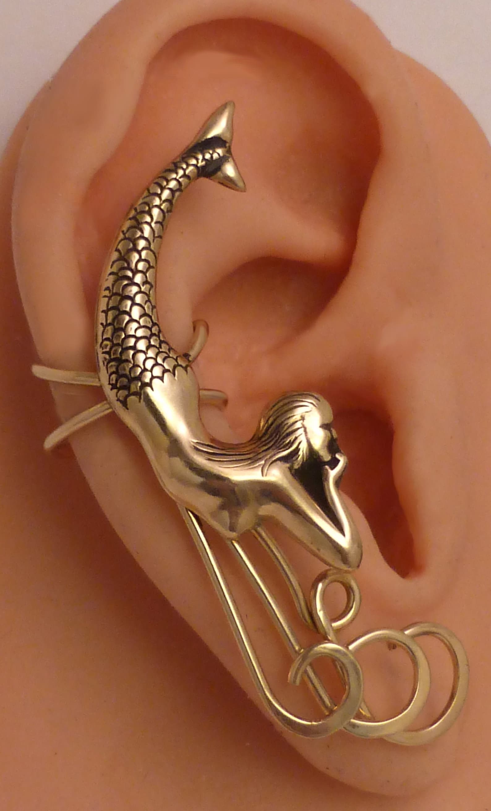 GOLDEN MERMAID EARCUFF Handmade Brass Ocean Ear Cuff Wrap - Etsy