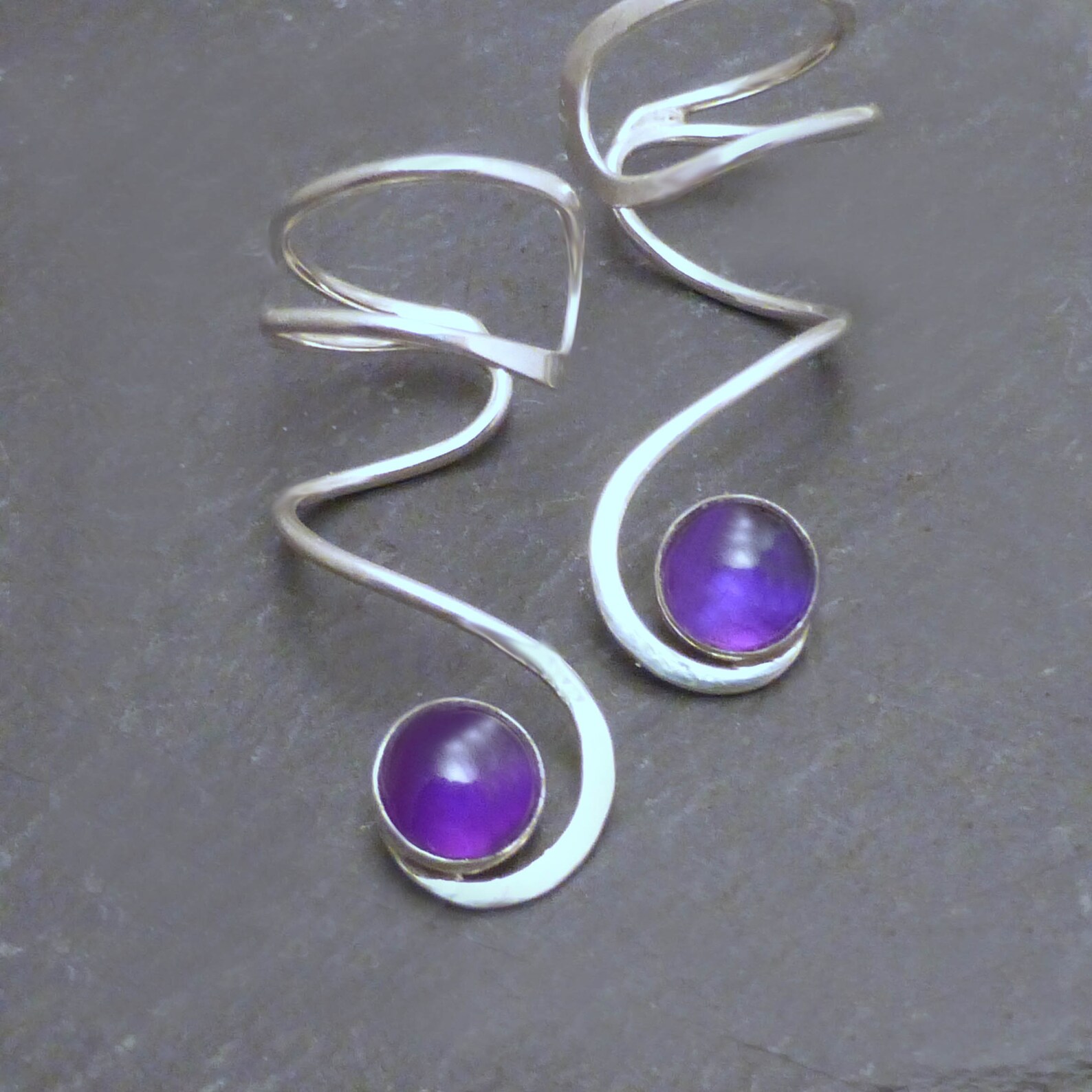 AMETHYST EAR CUFFS Sterling Silver Spiral Amy Ear Cuff Pair - Etsy
