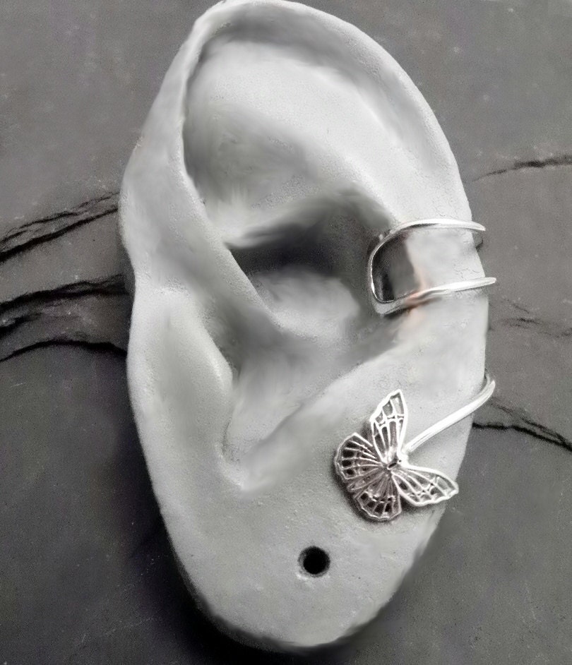 FLUTTERBY Sterling Butterfly Ear Cuff Handcrafted 925 Silver Ear Wrap ...