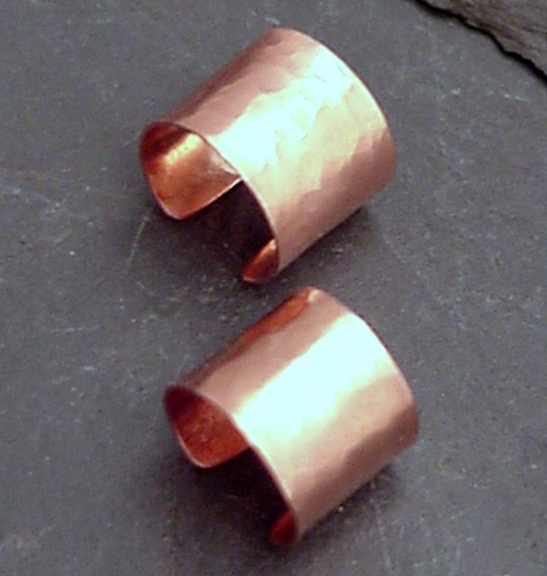 COPPER EARCUFF PAIR Two Wide Hammered Copper Ear Cuff Bands | Etsy