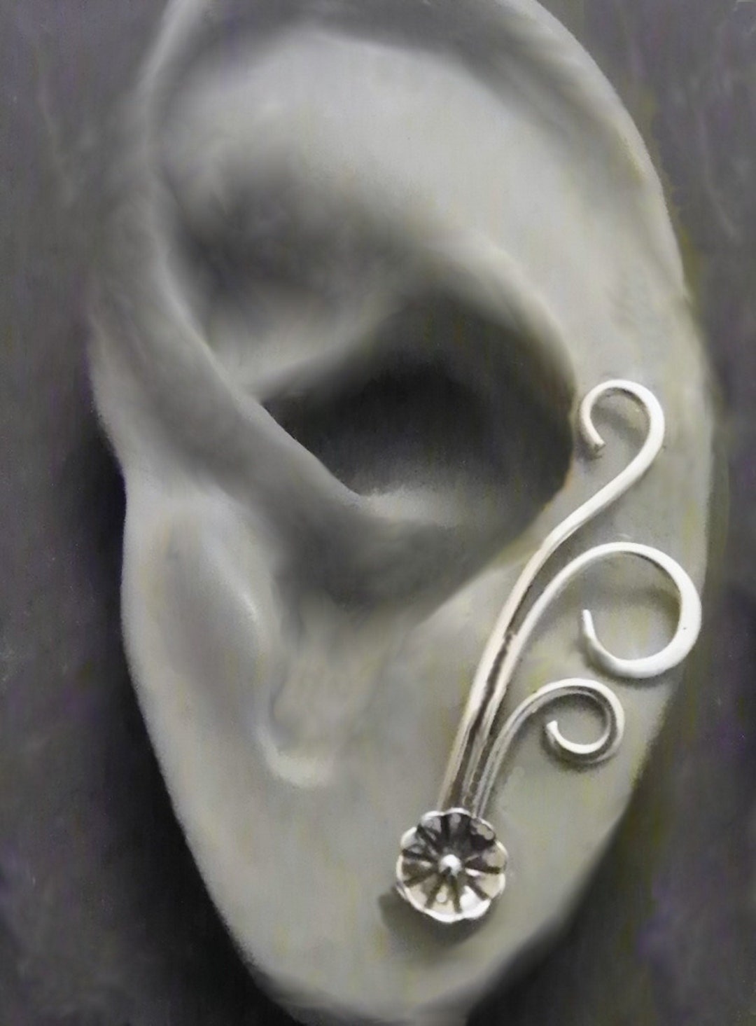 CAREFREE EAR PIN Earring Single Sterling 925 Silver Flower - Etsy