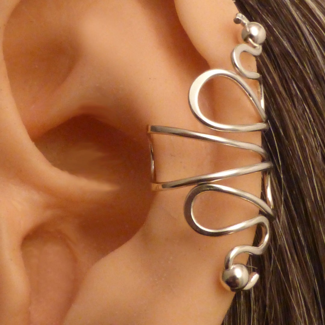 Handcrafted Sterling Ear Cuff VERY EXTRAVAGANT EARCUFF 925 Silver Ear ...
