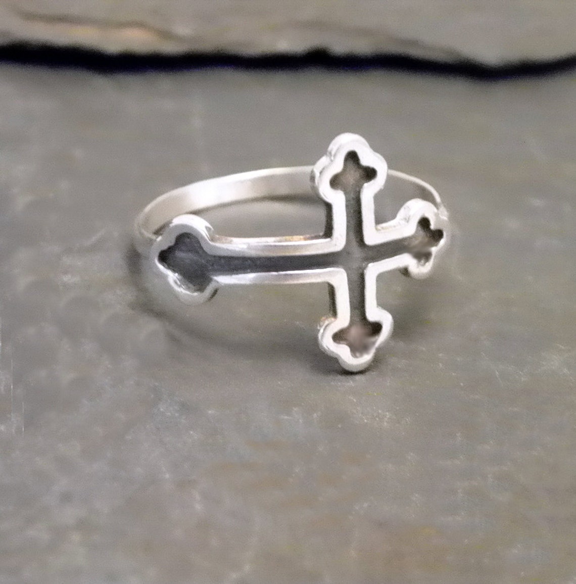 SILVER CROSS RING Sterling 925 Horizontal Cross Ring - Etsy