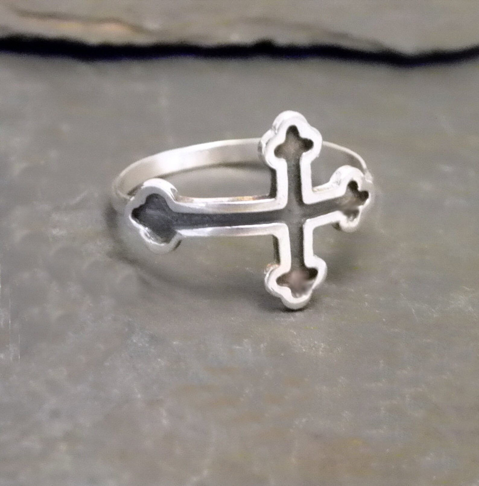 SILVER CROSS RING Sterling 925 Horizontal Cross Ring - Etsy