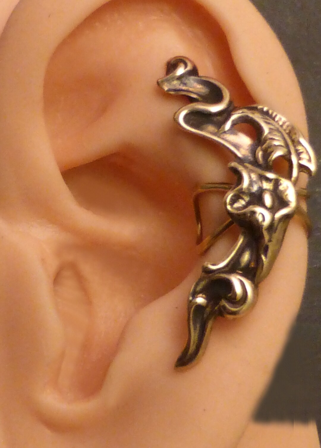 GOLDEN CALLA Art Nouveau Flower Swirly Brass Ear Cuff for Your LEFT Ear ...