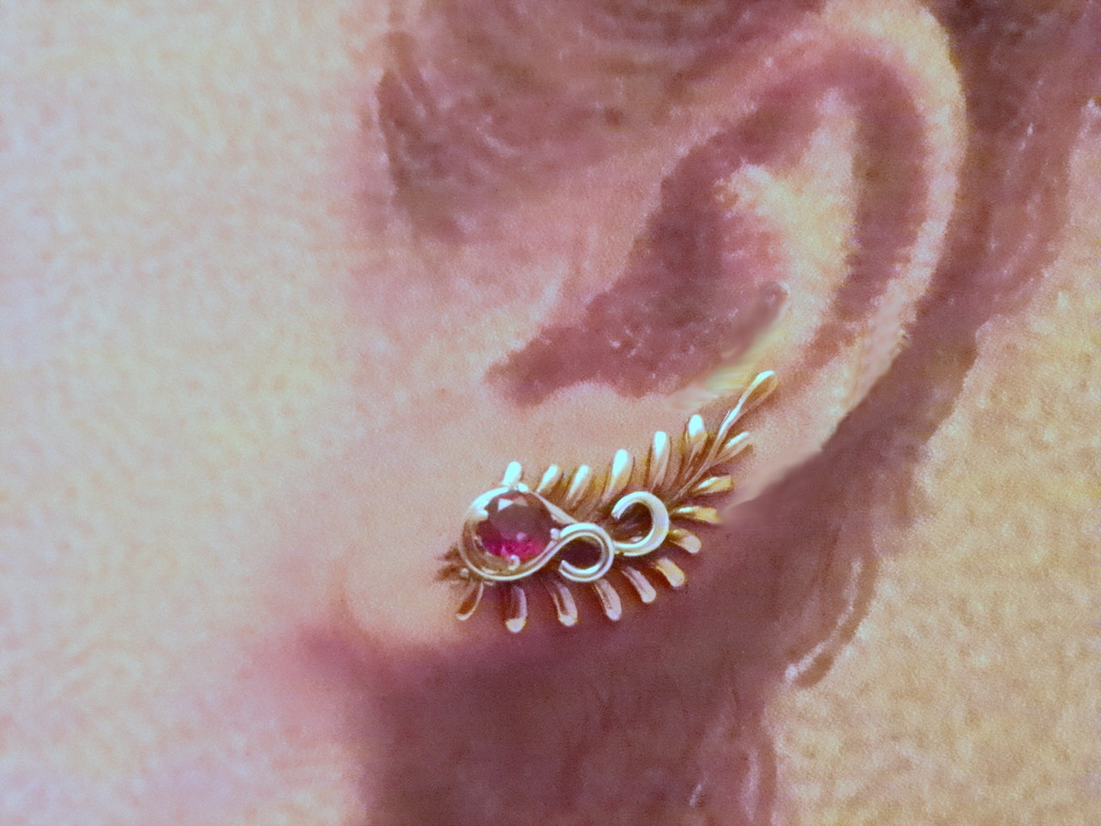 PAISLEY EAR PIN Sweeps Pair Mixed Metal Brass & Sterling - Etsy