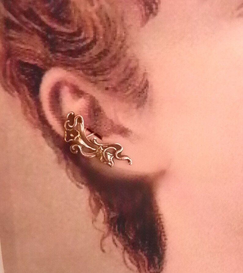 GOLDEN CALLA Earcuff Art Nouveau Brass Flower Swirly Ear | Etsy