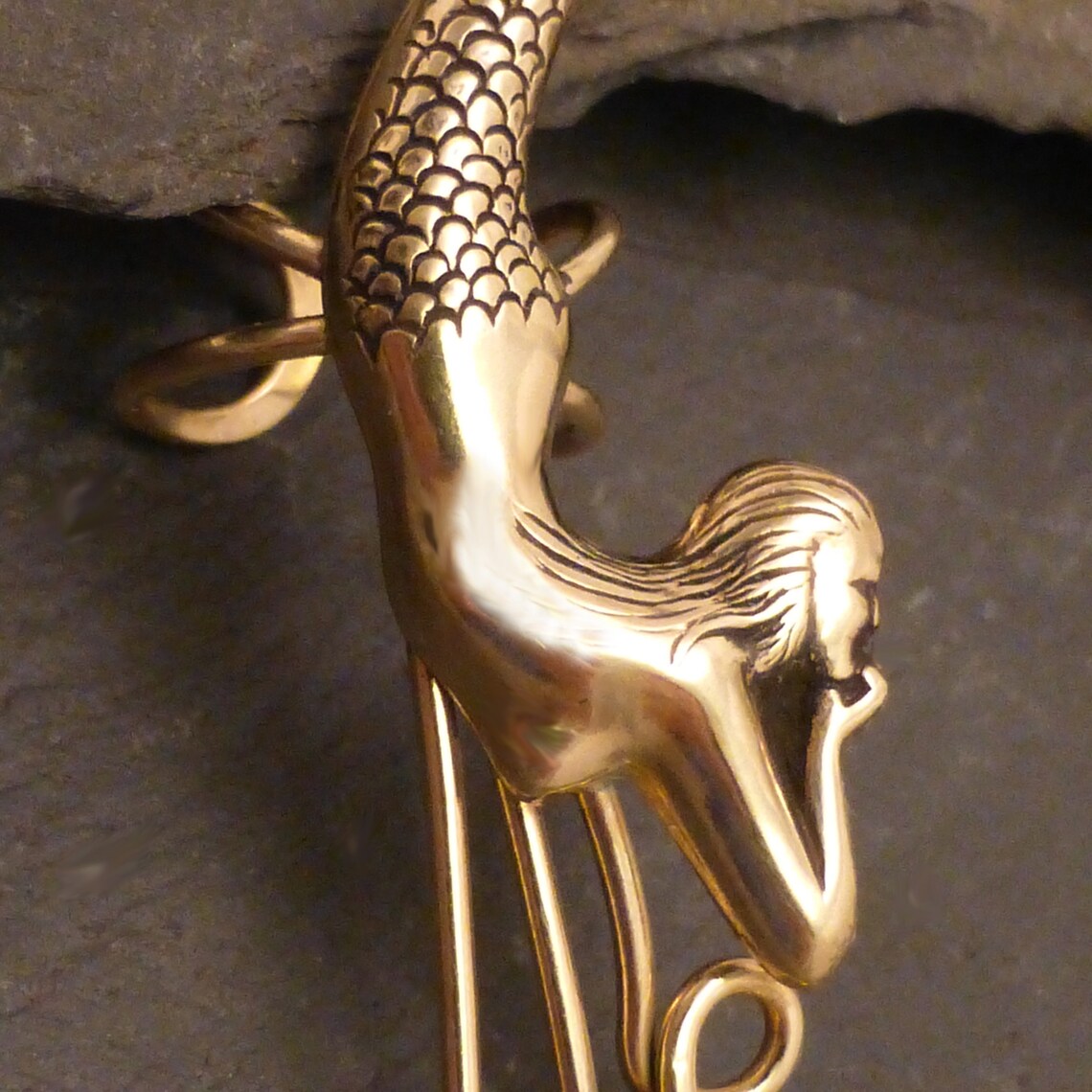 GOLDEN MERMAID EARCUFF Handmade Brass Ocean Ear Cuff Wrap - Etsy