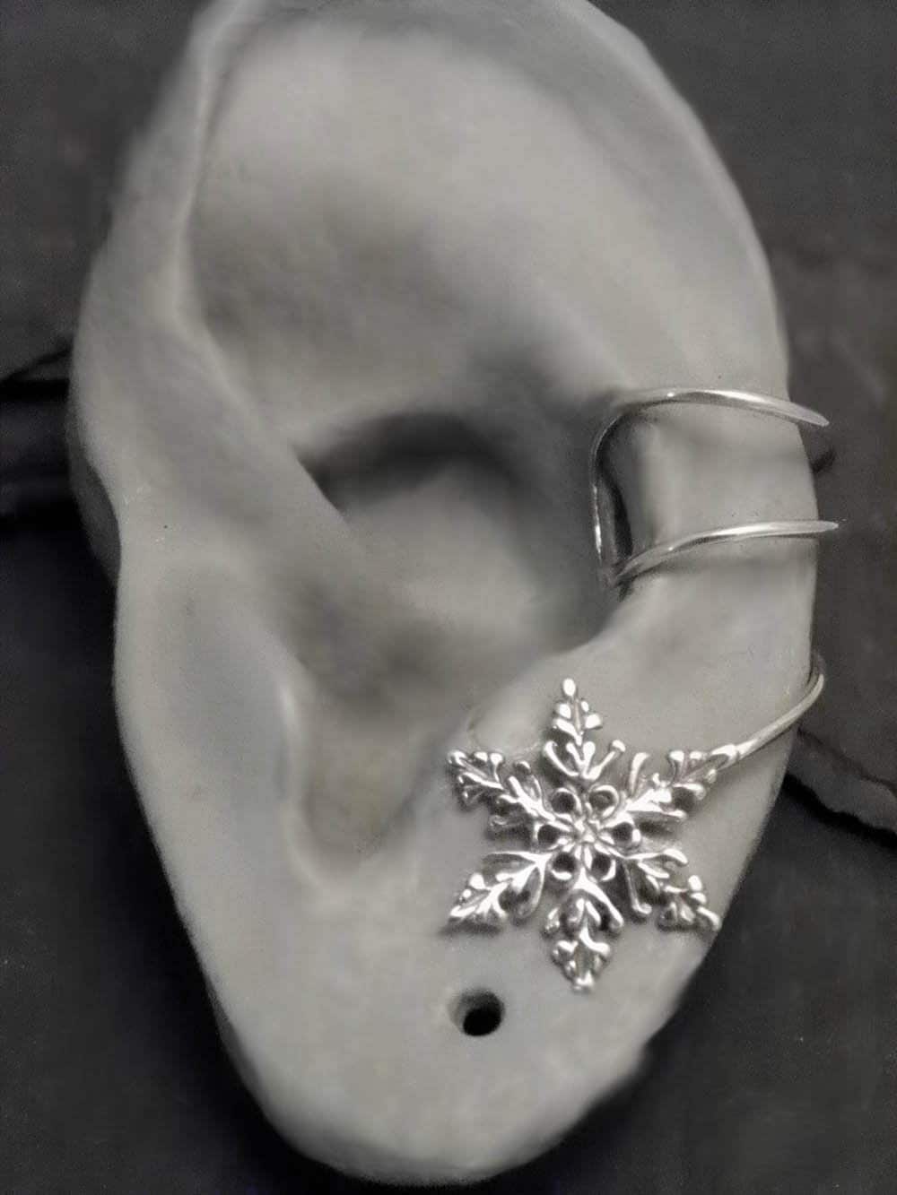 SNOWFALL Sterling Ear Cuff Intricate 925 Silver Snowflake Ear | Etsy