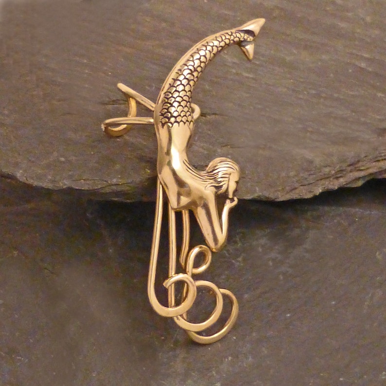 GOLDEN MERMAID EARCUFF Handmade Brass Ocean Ear Cuff Wrap - Etsy