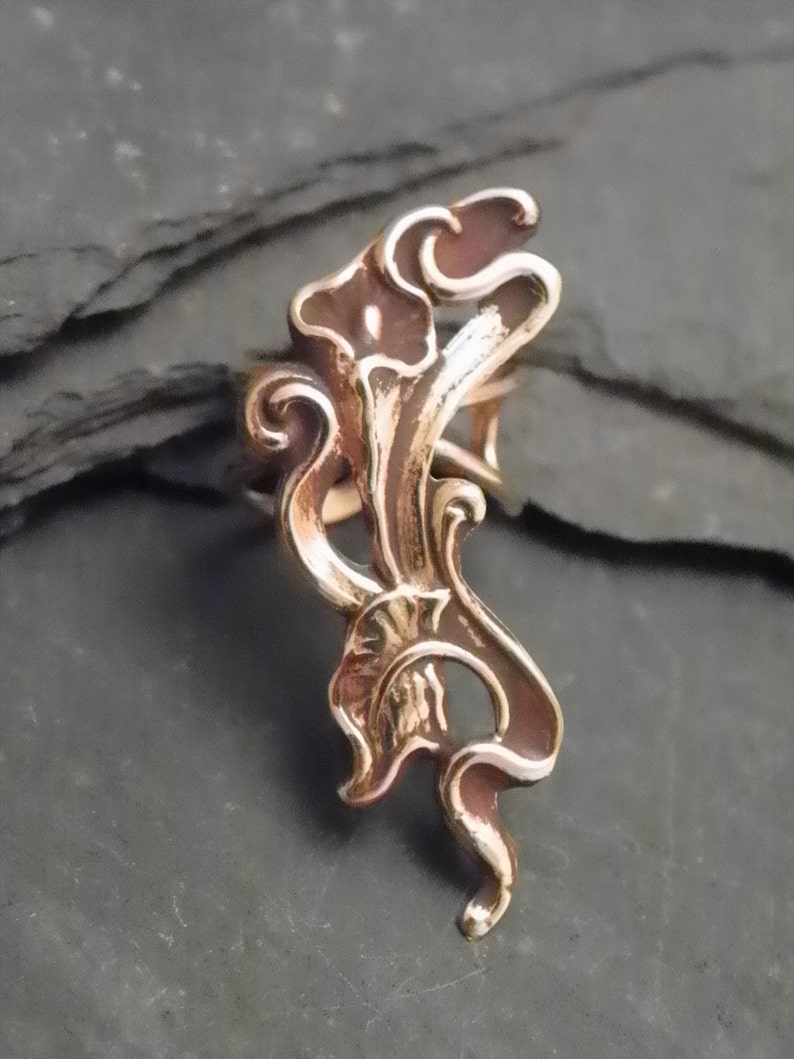 GOLDEN CALLA Earcuff Art Nouveau Brass Flower Swirly Ear | Etsy