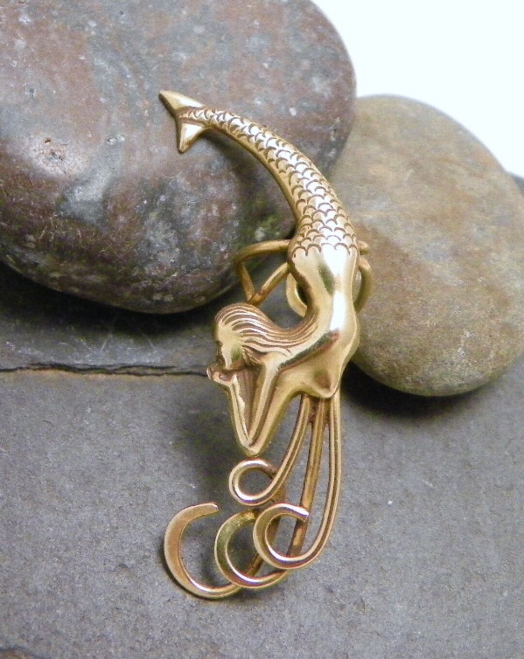 GOLDEN MERMAID EARCUFF Handmade Brass Ocean Ear Cuff Wrap - Etsy