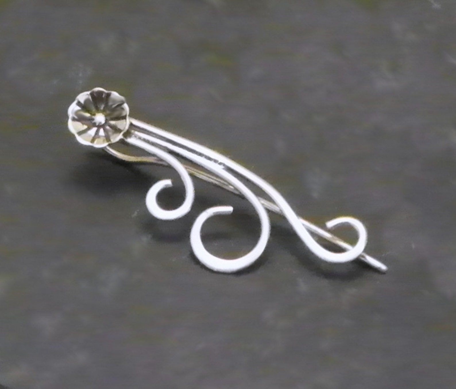 CAREFREE EAR PIN Earring Single Sterling 925 Silver Flower - Etsy