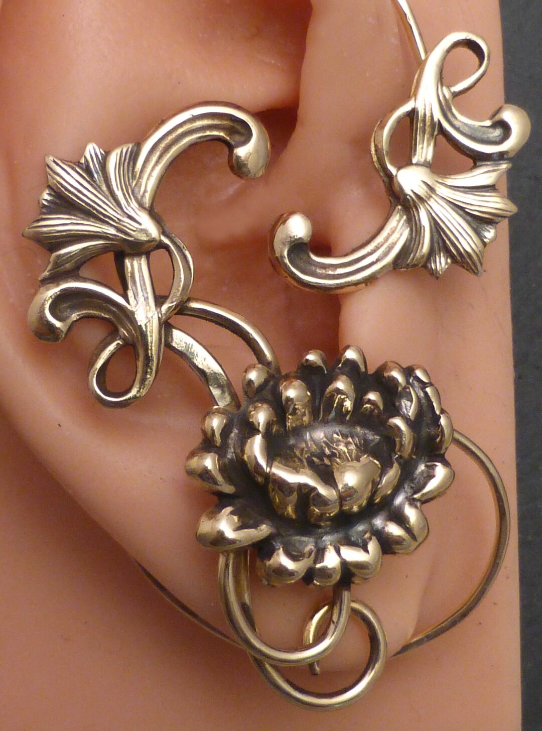 LOTUS LOVE Golden Flower Ear Wrap Intricate Brass Yoga Ear Cuff - Etsy