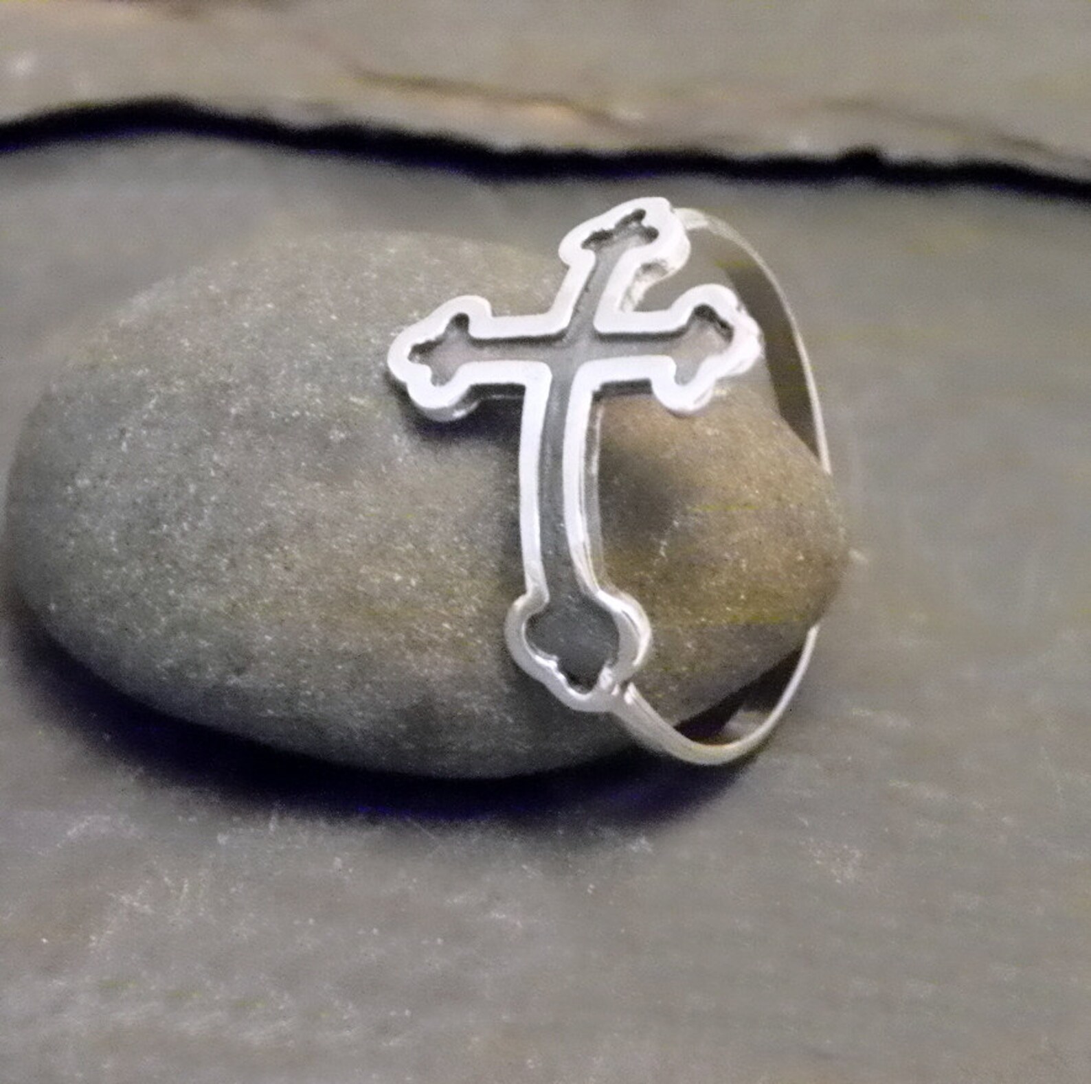 SILVER CROSS RING Sterling 925 Horizontal Cross Ring - Etsy