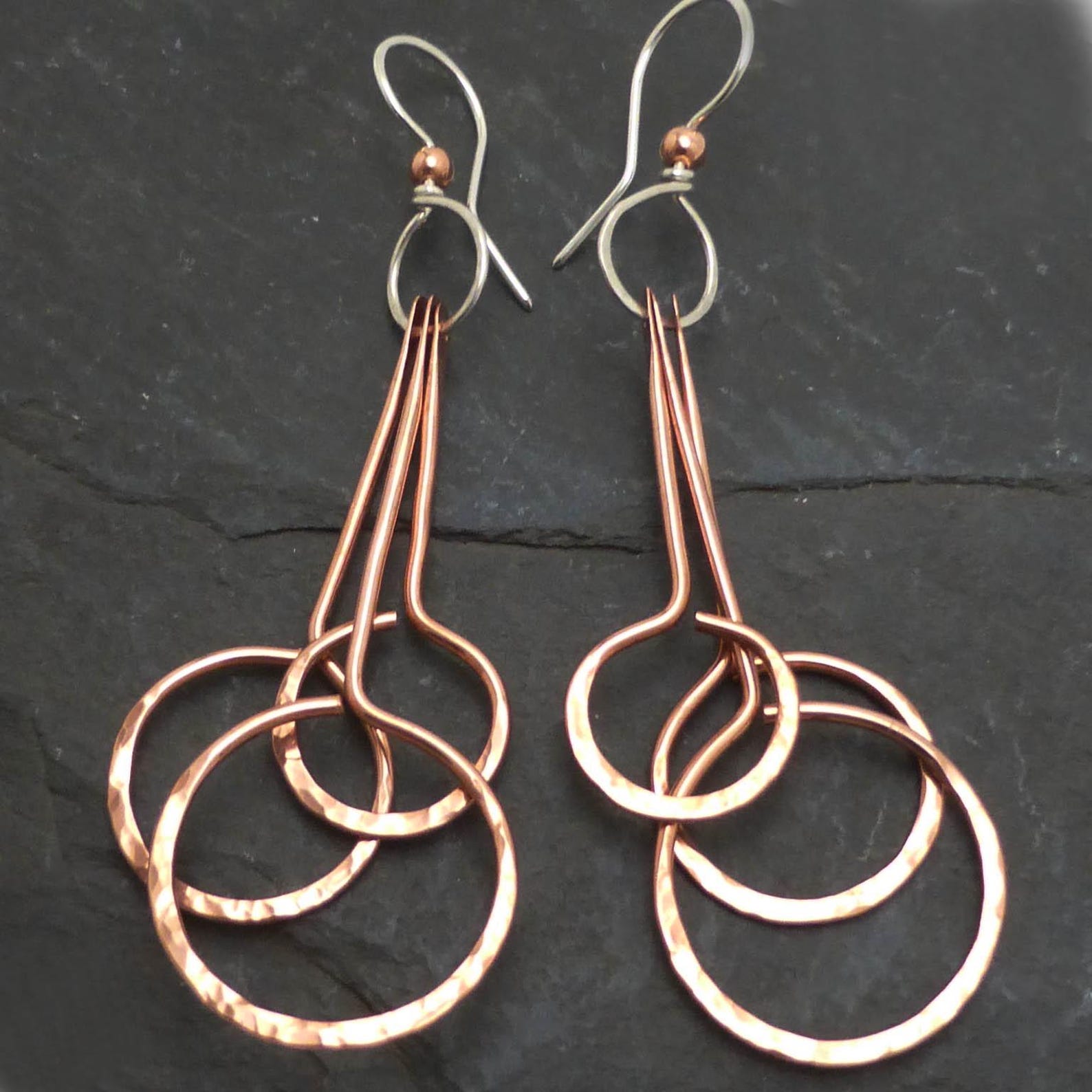 Copper "bubbles" Dangle Handcrafted Chandelier Earrings - Etsy