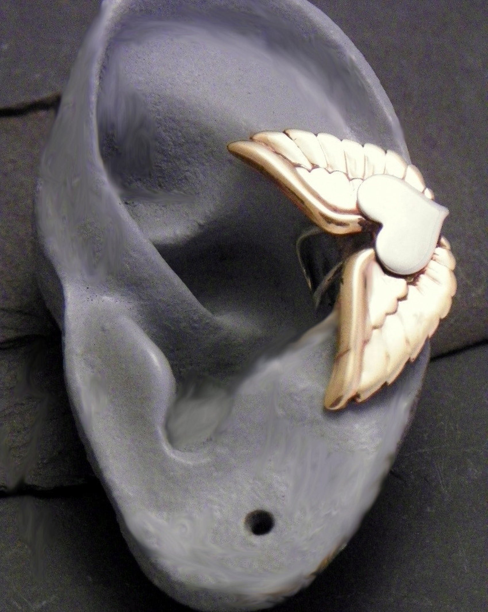 WINGED HEART Ear Cuff Mixed Metal Sterling and Brass Ear Wrap | Etsy