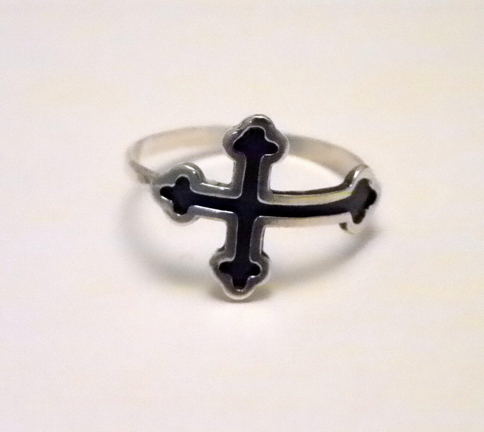 SILVER CROSS RING Sterling 925 Horizontal Cross Ring - Etsy
