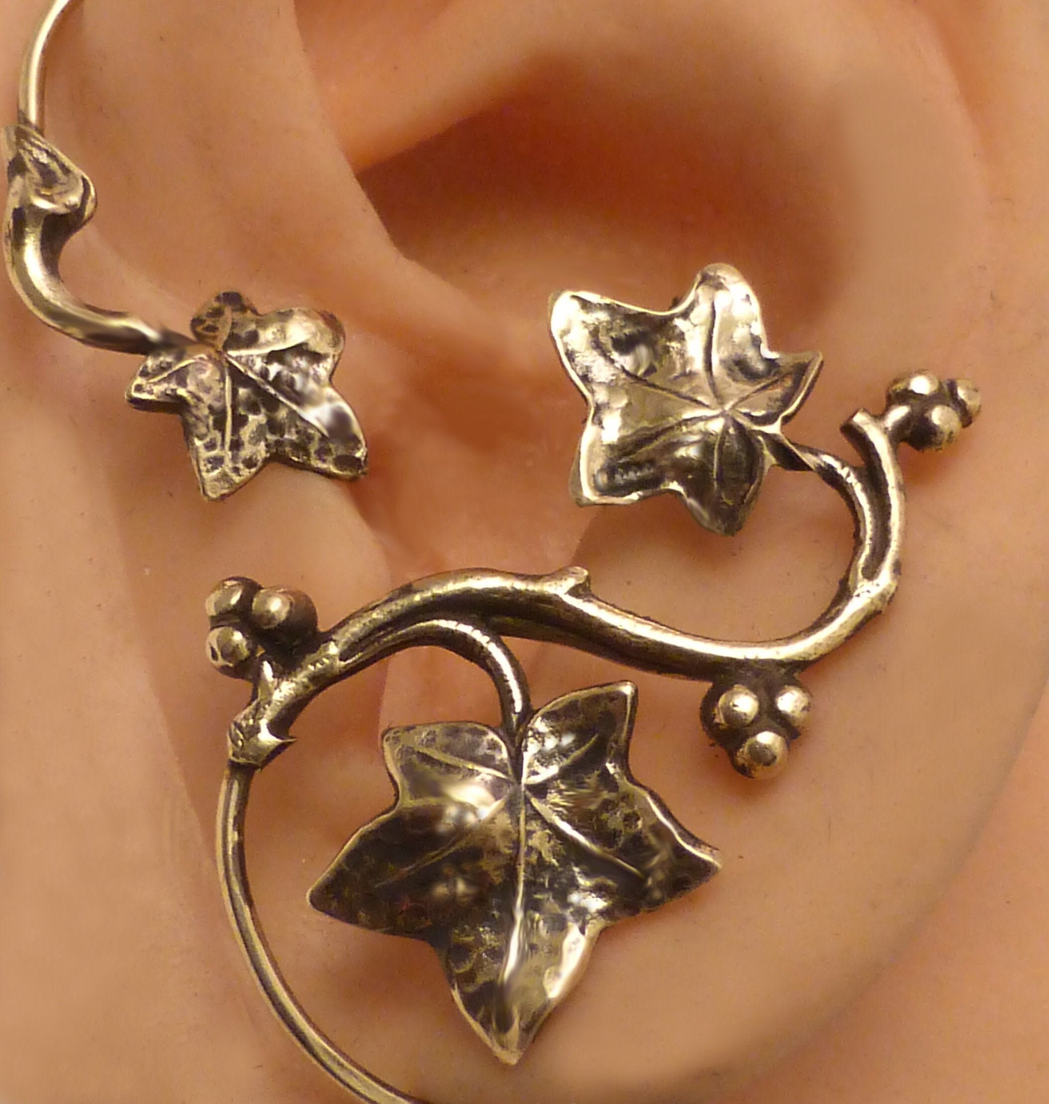 AUTUMN EAR WRAP Golden Leaf Intricate Fall Brass Ear Cuff | Etsy