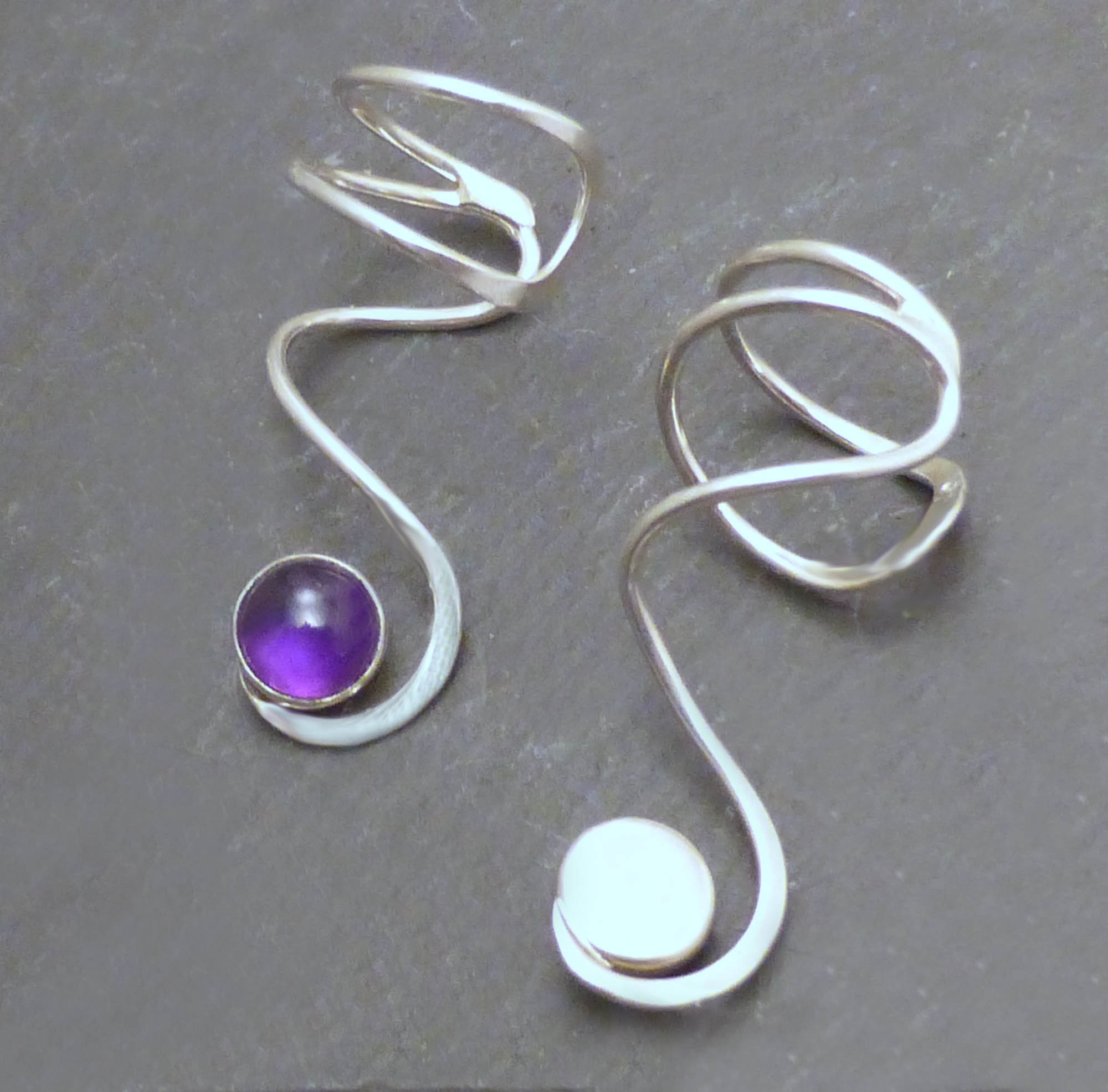 AMETHYST EAR CUFFS Sterling Silver Spiral Amy Ear Cuff Pair - Etsy